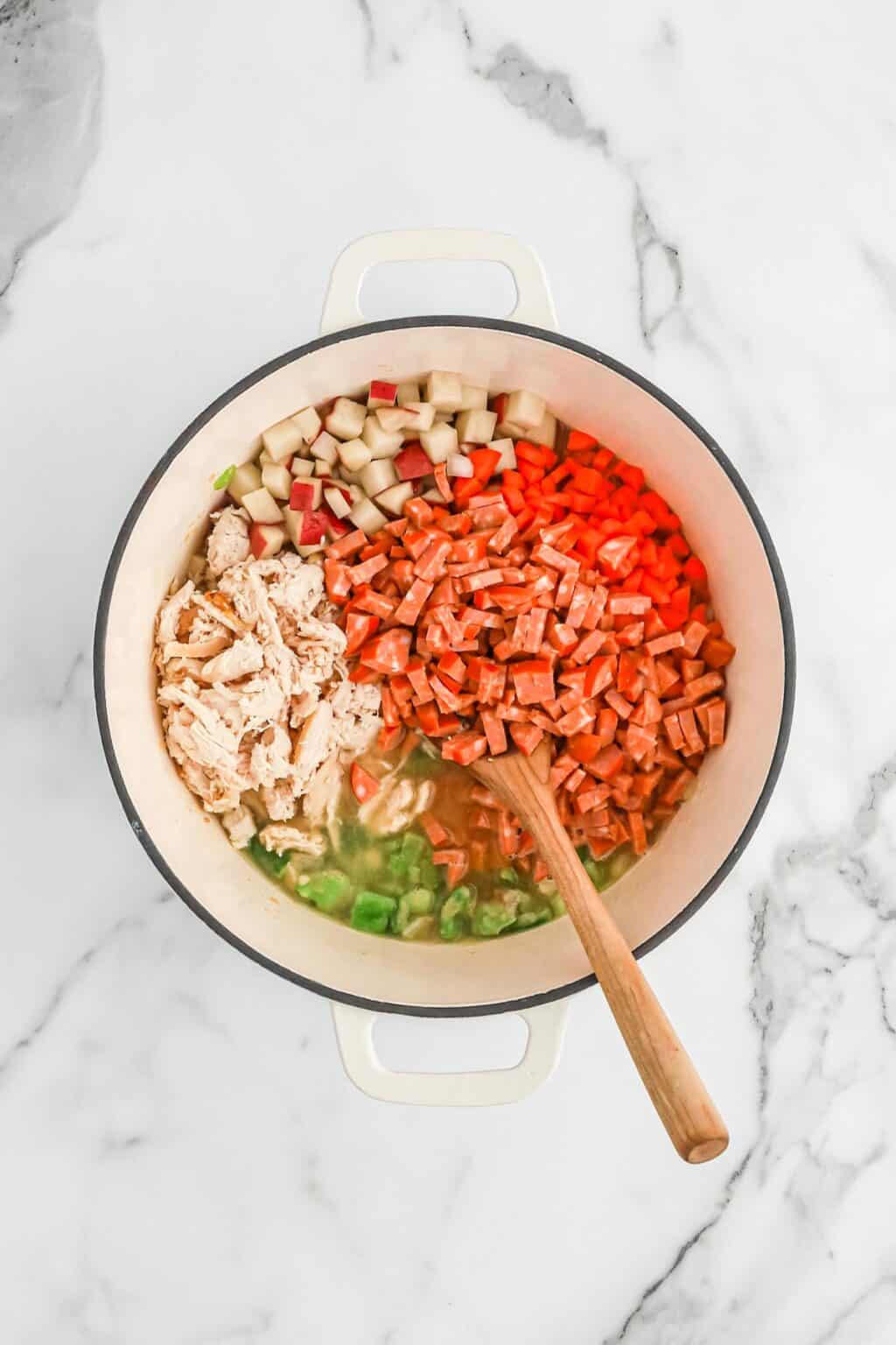 Andouille Creole Pot Pie - Grandbaby Cakes