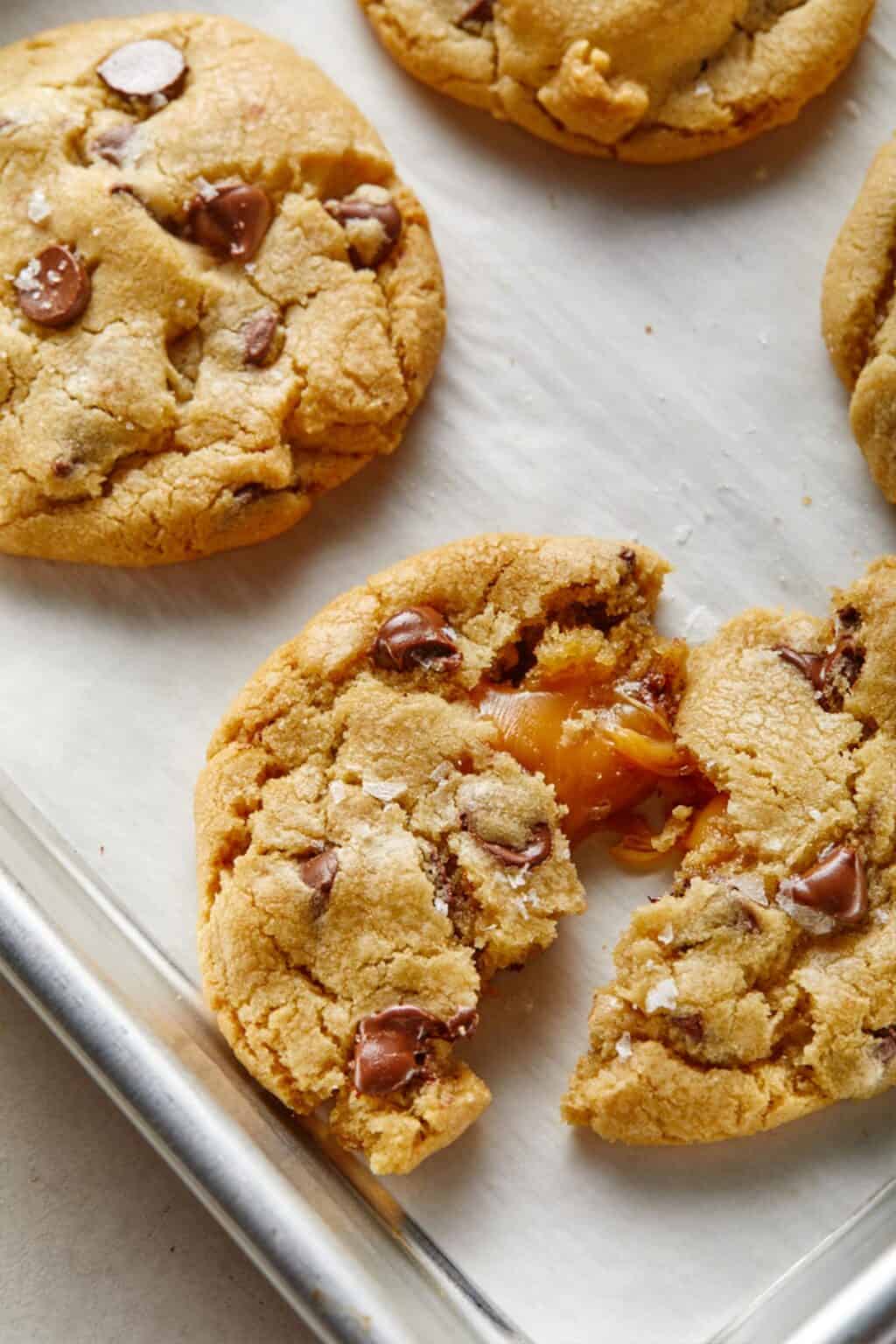 Chewy Salted Caramel Chocolate Chip Cookies