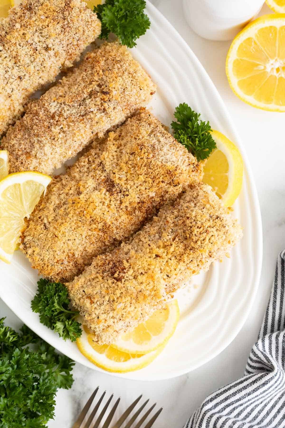 Crispy Panko Crusted Fish Recipe With Lemon & Seasonings