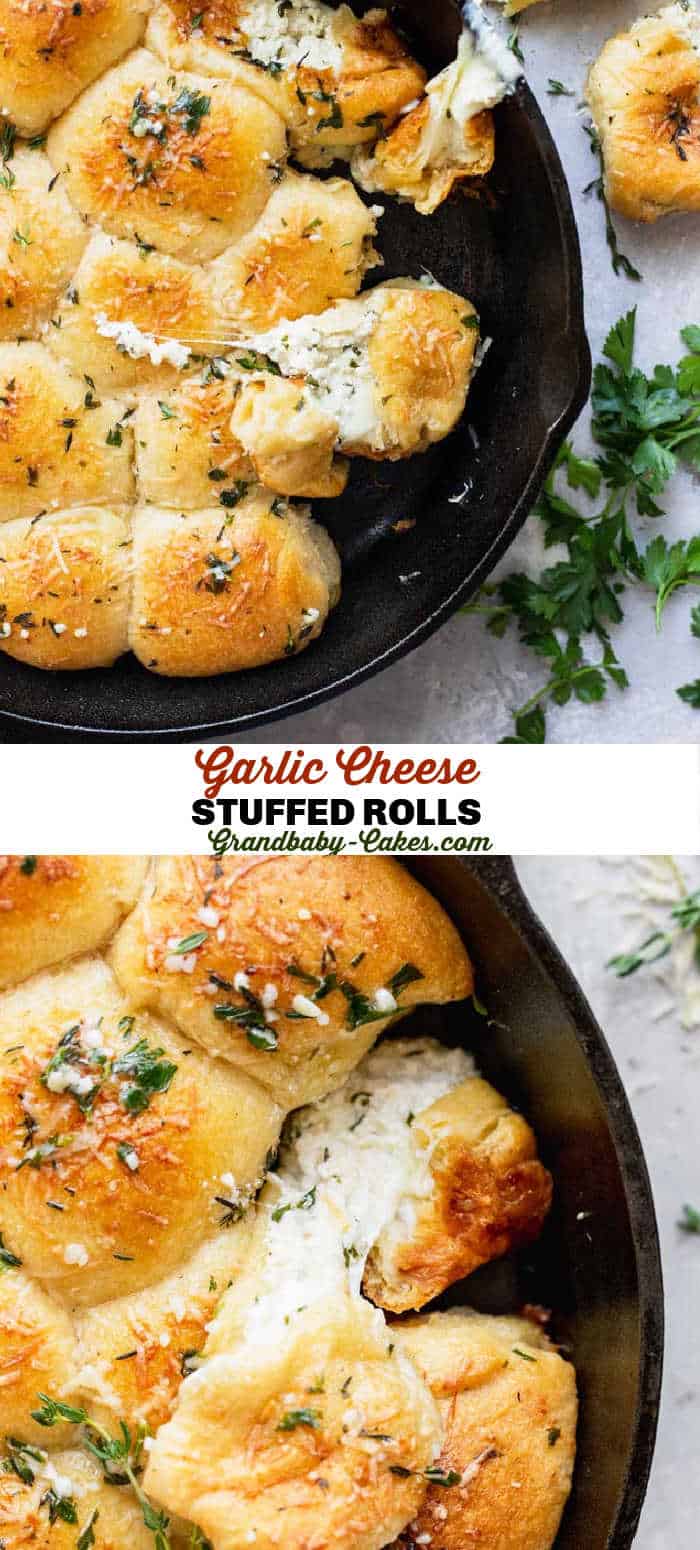 Garlic Cheese Stuffed Rolls - Grandbaby Cakes