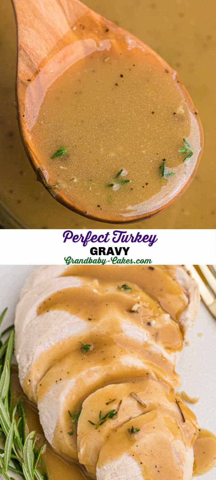 Smooth and Flavorful Turkey Gravy from Drippings - Grandbaby Cakes