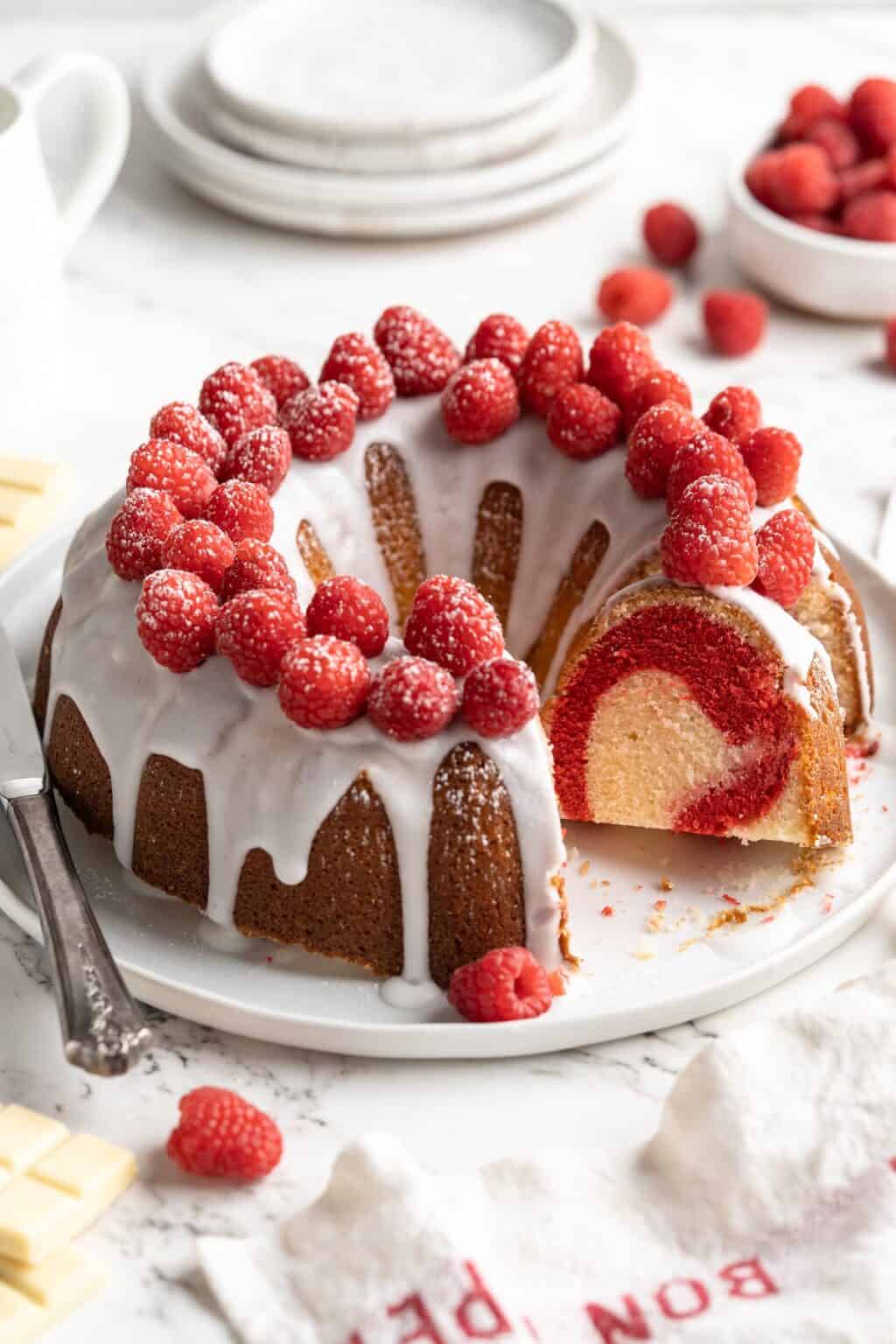 White Chocolate Raspberry Bundt Cake - Grandbaby Cakes