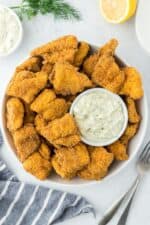Crispy Catfish Nuggets {Cornmeal Breading} - Grandbaby Cakes