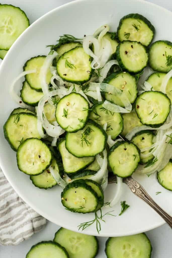 Tangy Sweet Cucumber and Onion Salad recipe - Grandbaby Cakes