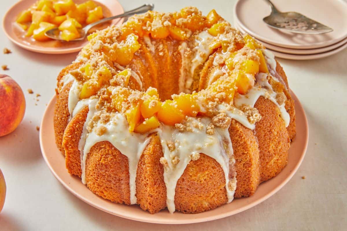 Peach Cobbler Pound Cake - Grandbaby Cakes