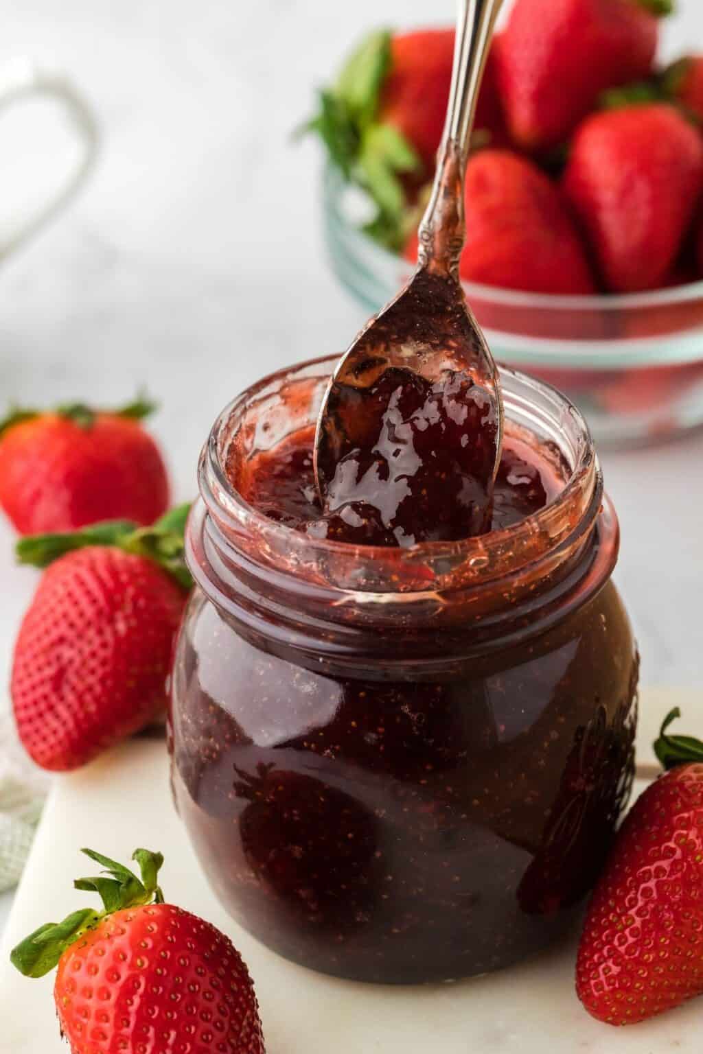Strawberry Preserves {No Canning Required!} - Grandbaby Cakes