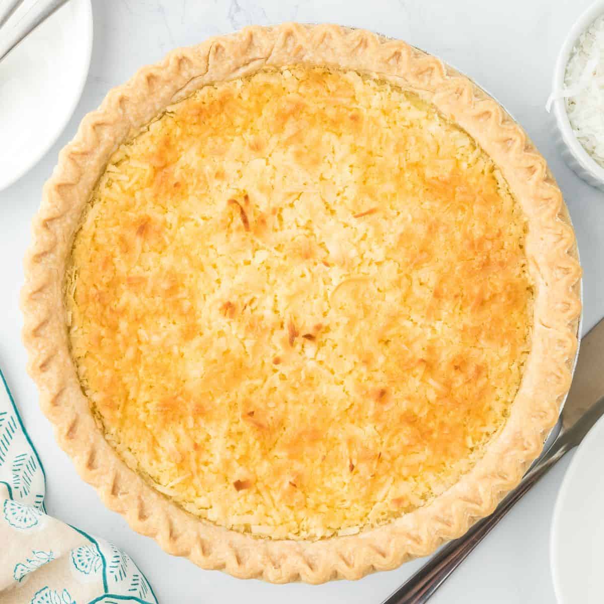 The Coconuttiest Coconut Custard Pie - Grandbaby Cakes